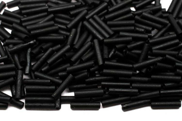 Бисер японский Miyuki Slender Bugle 1,3х6мм #0401F черный, матовый непрозрачный, 10 грамм