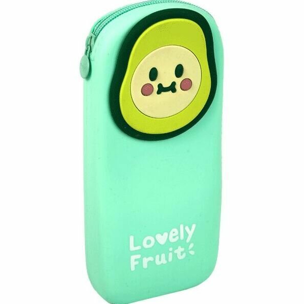 Пенал "deVENTE. Lovely Fruit. Avocado" 21x9x3 см, прямоугольный, силиконовый с фигурной аппликацией