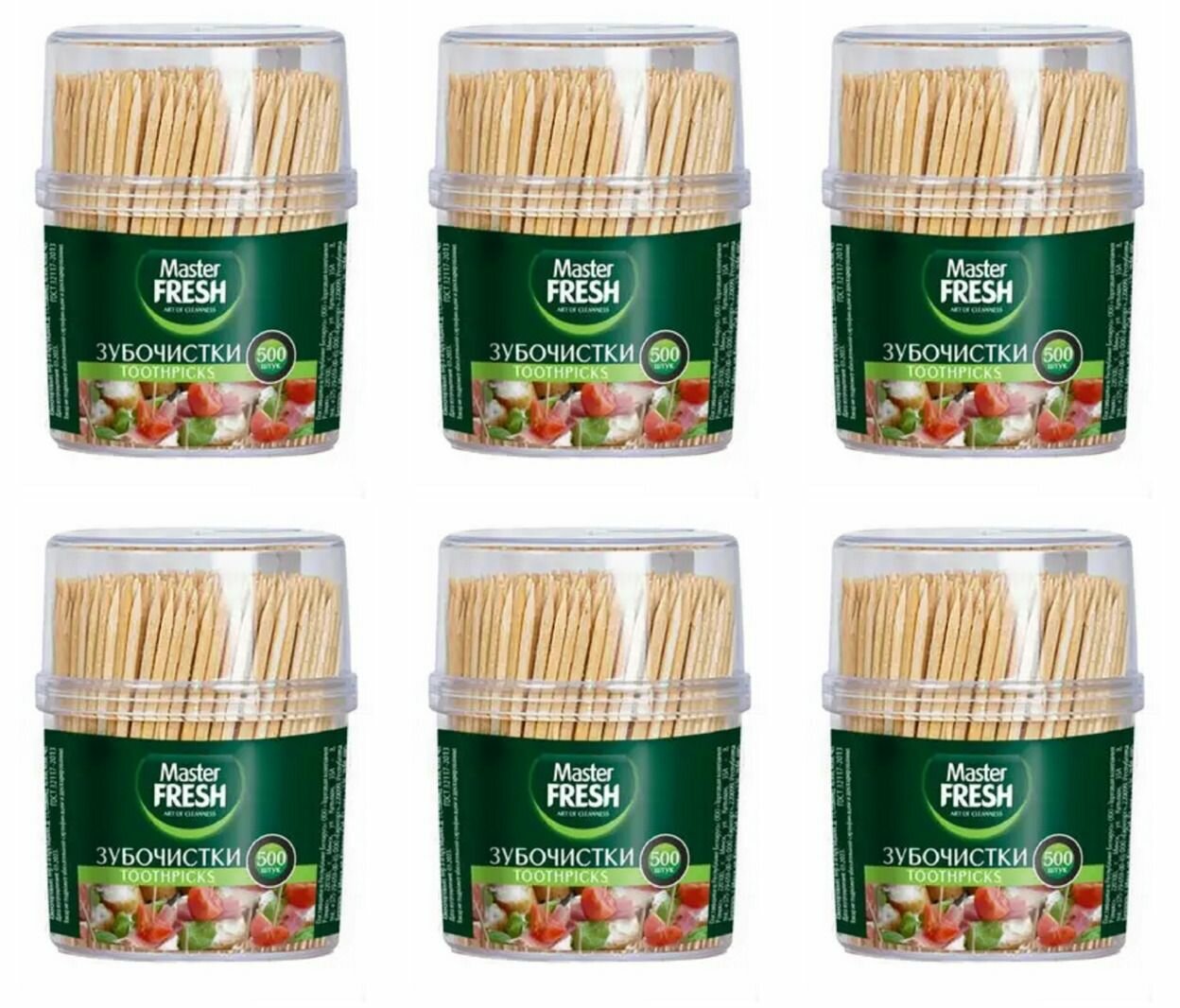 Master Fresh Зубочистки, 500 шт, банка, 6 шт