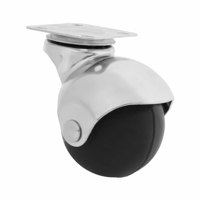 Колесо мебельное, "Шар", d 50 мм, пластиковое, черное