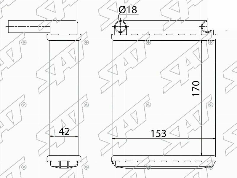 Радиатор отопителя салона SAT ST-87-0039 Mercedes-Benz Sprinter 95-06