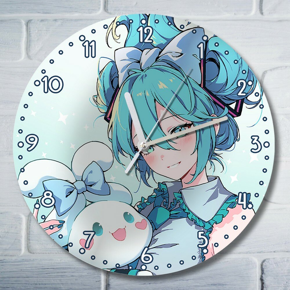 Настенные часы УФ "аниме мику хацунэ (вокалоид, синаморолл, девушка) - 10076"