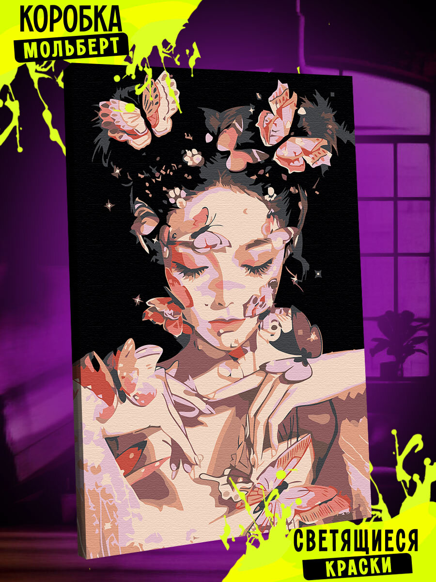 Картина по номерам светящаяся в темноте Портрет девушки Арт / portrait of girl Art холст на подрамнике