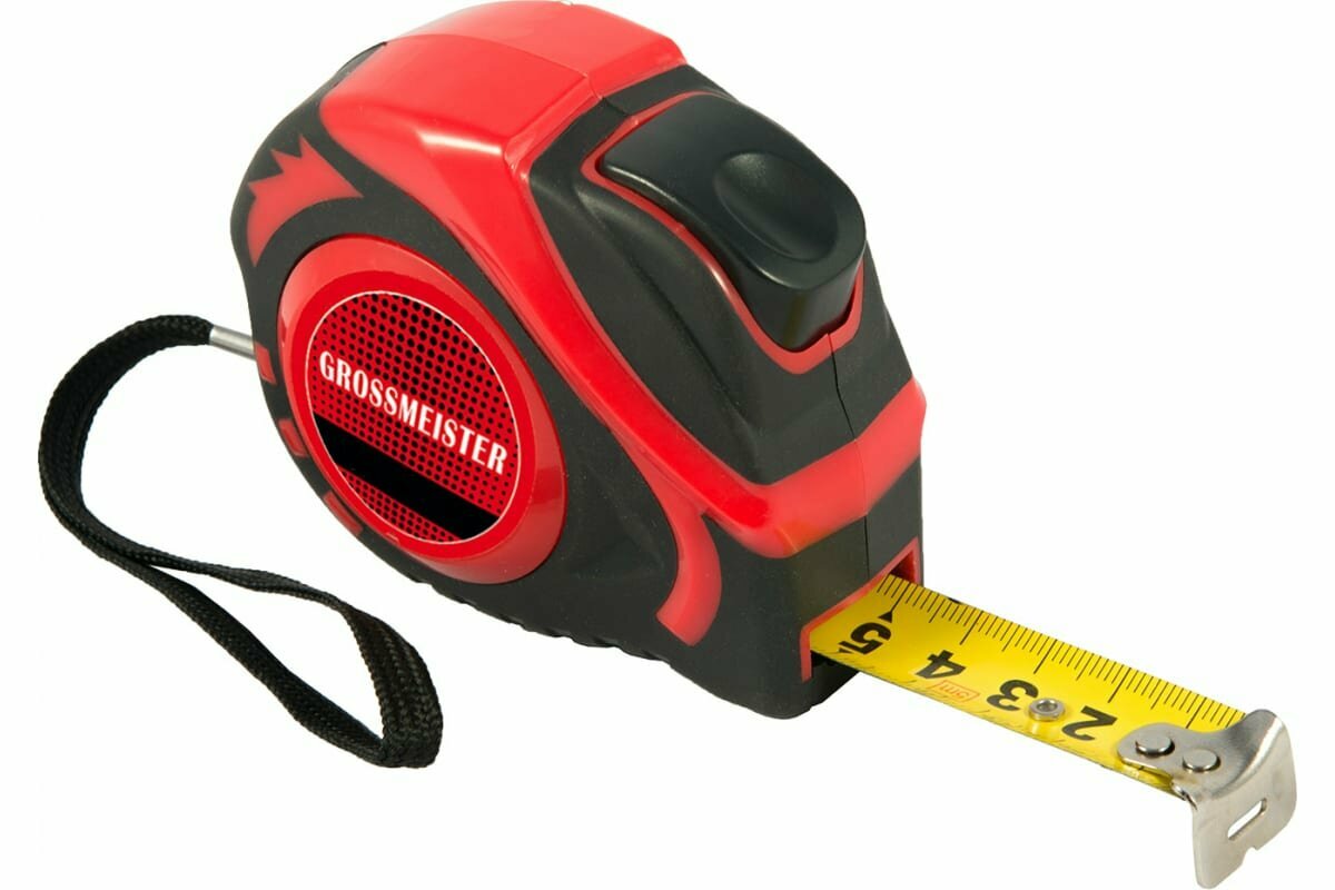 GROSSMEISTER обрезиненная рулетка автостоп 5 м × 19 мм прочная стальная лента код 009004002