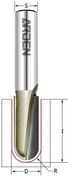Фреза пазовая круглый нос пальчиковая R 12,7 S 12 D 25,4x31,8 ARDEN 204260