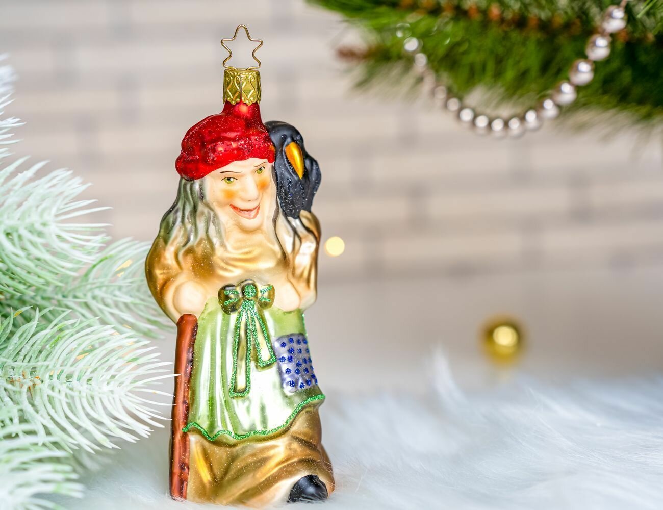 Ёлочная игрушка добрая ведьма, стекло, 14 см, Inge Glas 10009S010