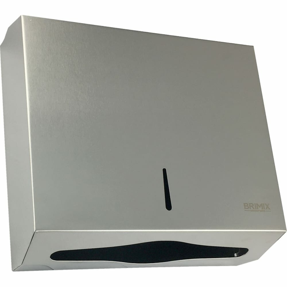 Диспенсер Brimix для бумажного полотенца Z сложения, на две пачки, с ключом, из нержавеющей стали, цвет сатин. 901