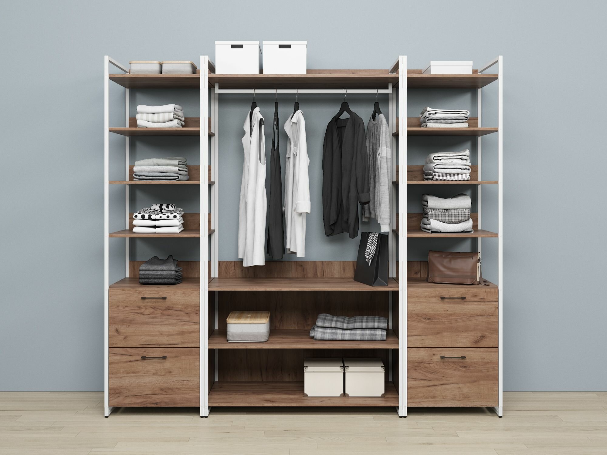 Гардеробная система Urban Лофт 04 с ящиками Белый/Дуб крафт табак