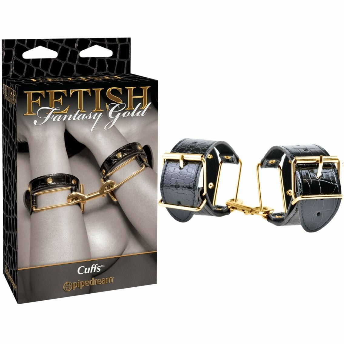 Фиксаторы Pipedream «Fetish Fantasy Gold Cuffs» черно-золотистые