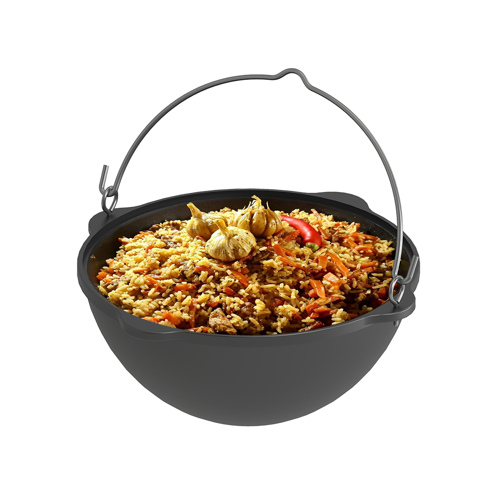 Казан Везувий, чугунный, 12 литров, с ручкой, без крышки, черный