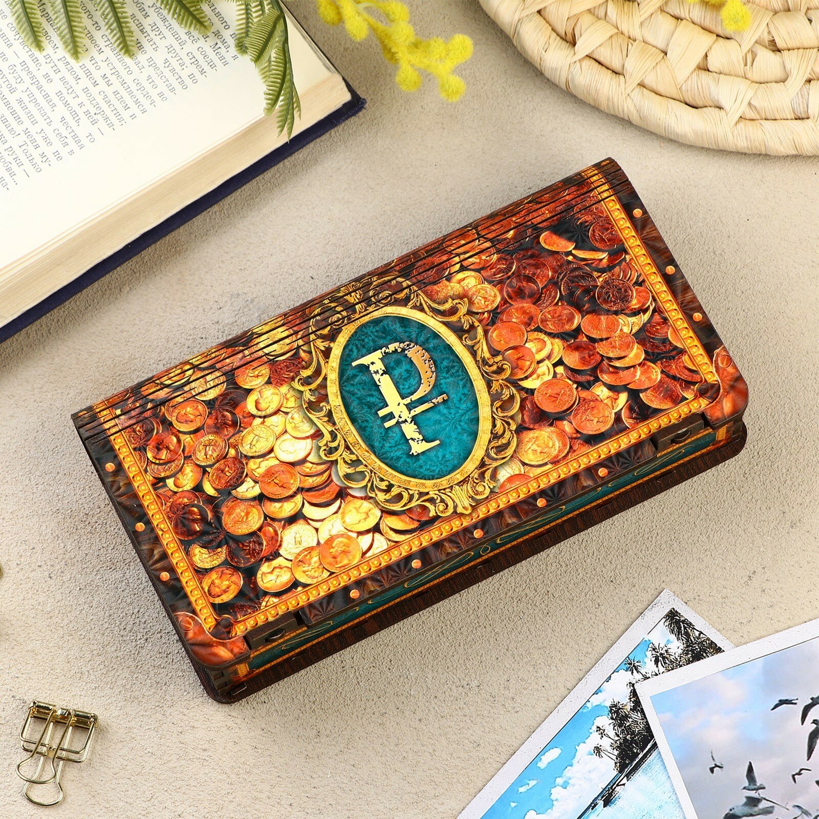 Шкатулка - купюрница «Рубль», подарочная, 18×10×3 см