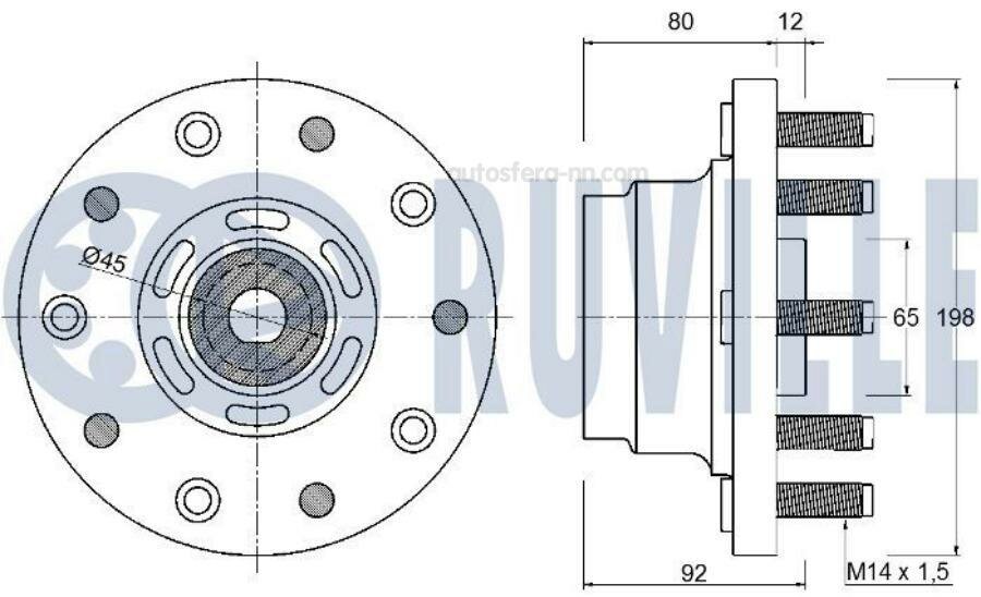RUVILLE 221864 Ступица колеса FORD: TOURNEO CUSTOM V362