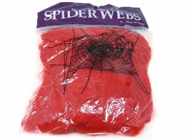 Паутина декоративная I-Bright Company, текстиль, красная, 46x26 см