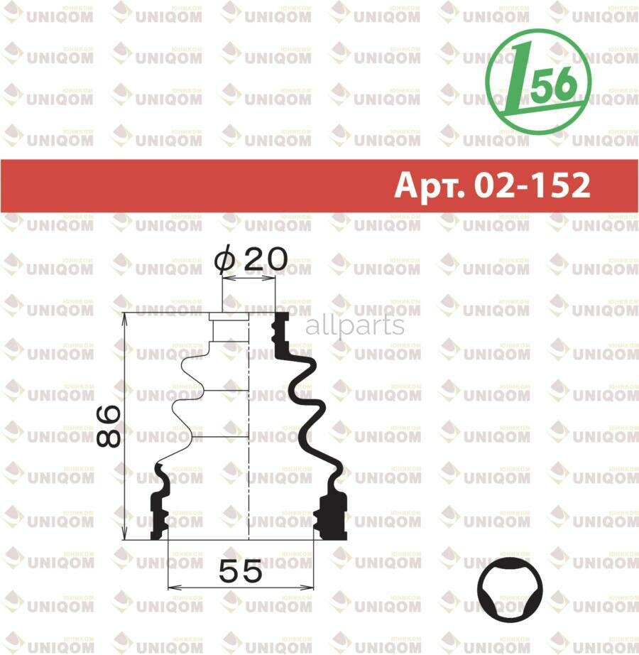 MARUICHI 02-152 Пыльник внутр шруса (d=17.5 D=55 H=86) Toyota