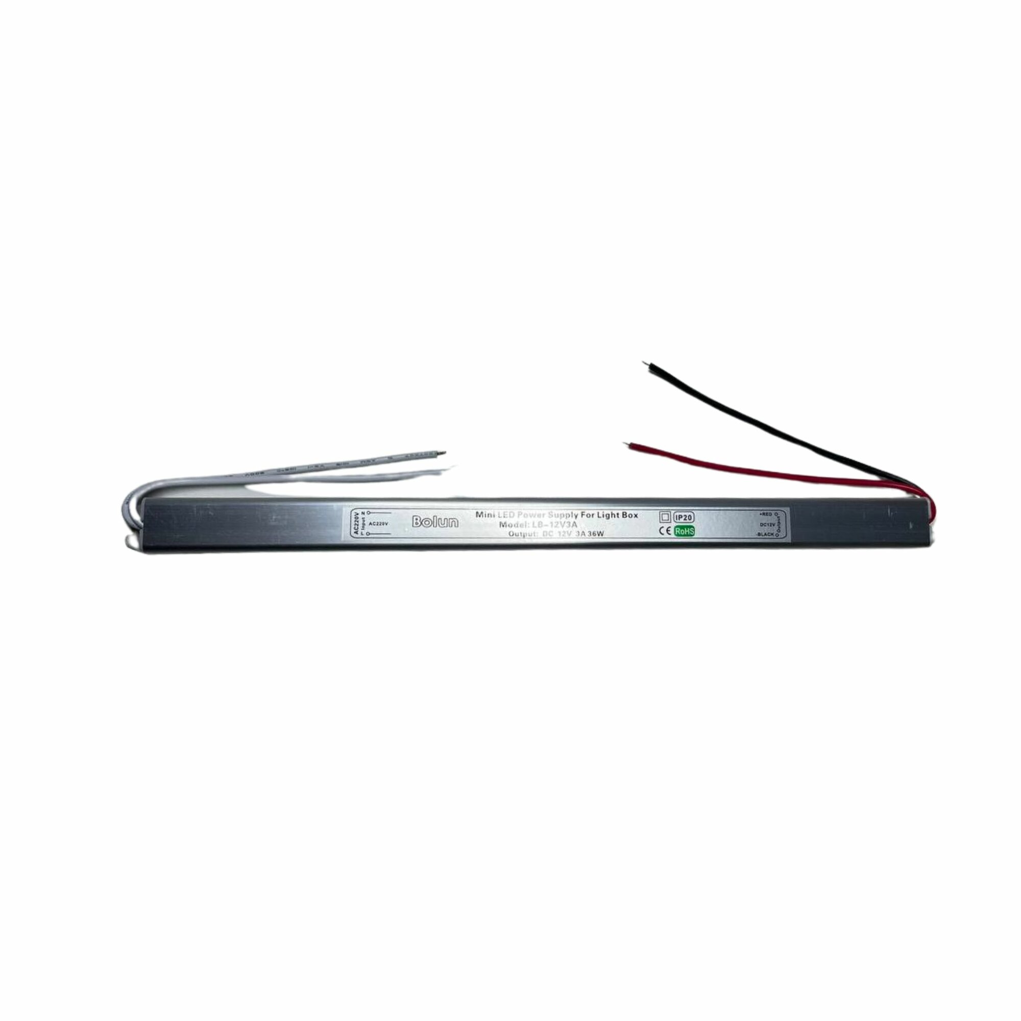 Узкий блок питания LB-12V3A (12V, 3A, 36W) для световых коробов (лайтбоксов)