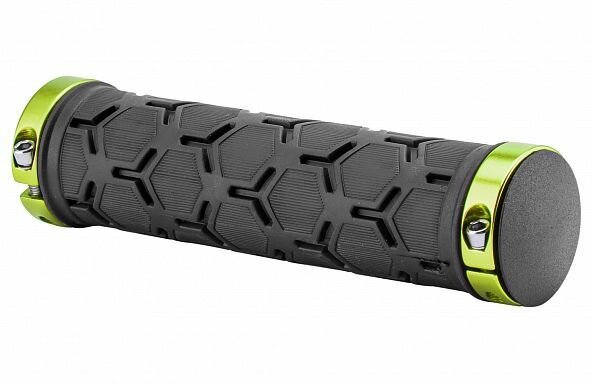 Грипсы XH-G181BL 130мм черные с зелеными кольцами, 150235