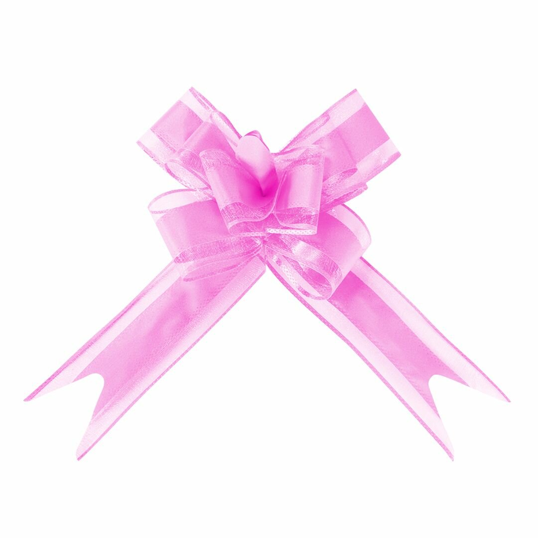 Текстильный бант Бабочка, Широкая полоса, Розовый, 15 см, 10 шт.