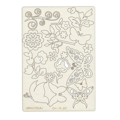 Mr.Painter CHI-10-ID83 Чипборд 11.5 х 16.5 см 001 Цветочки - декоративный элемент скрапбукинга