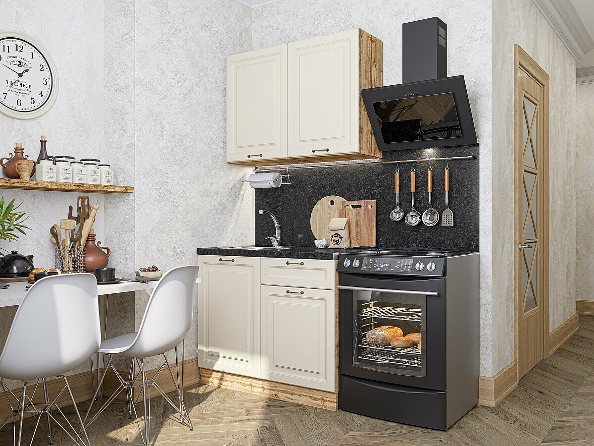 Кухня Ницца-05, цвет фасада Агат, цвет каркаса Дуб Вотан, 2140*1000*600 мм