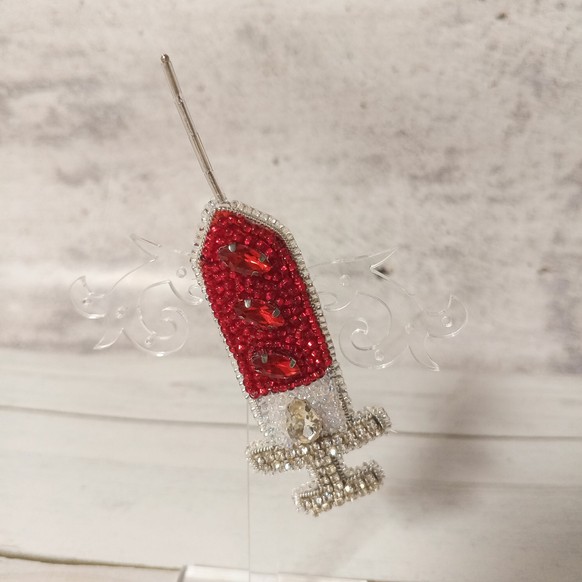 Брошь, кристалл, бисер, стразы