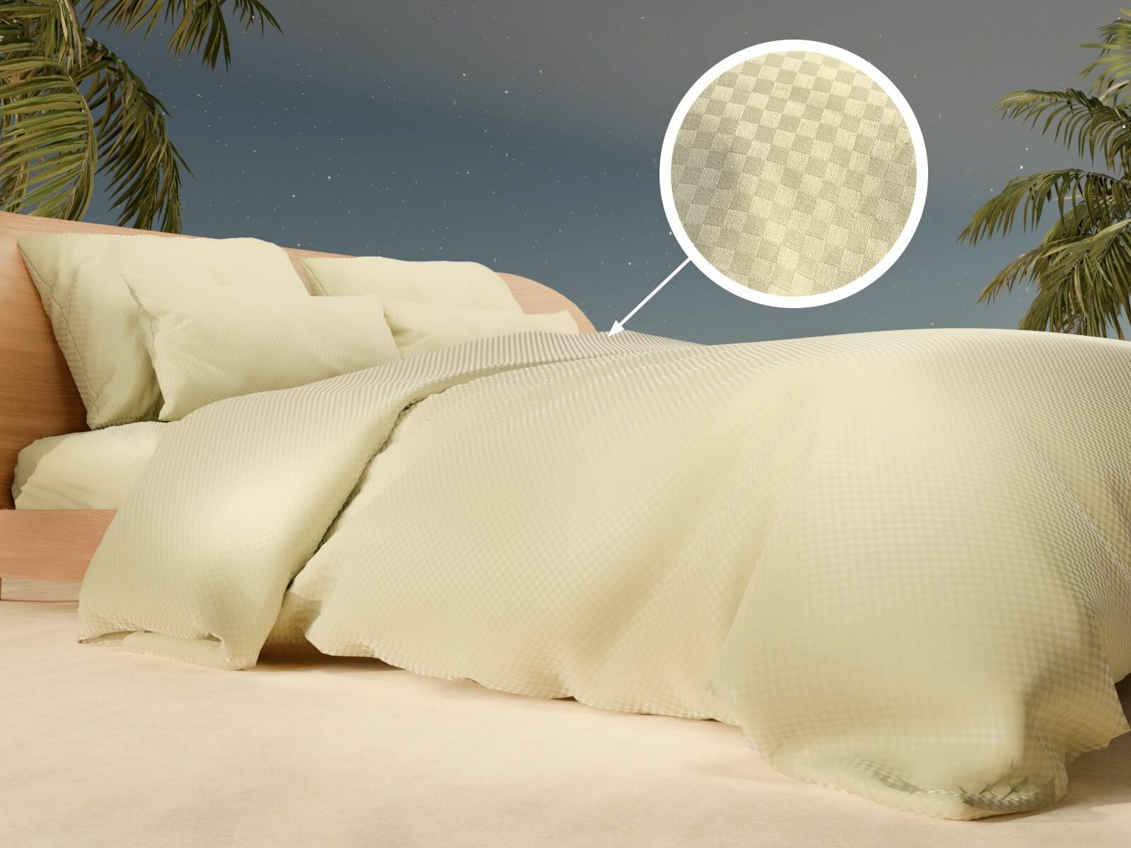 Постельное бельё страйп-сатин 1,5 спальное - 125 - Шашки Шампань 0,5х0,5 наволочки 50х70