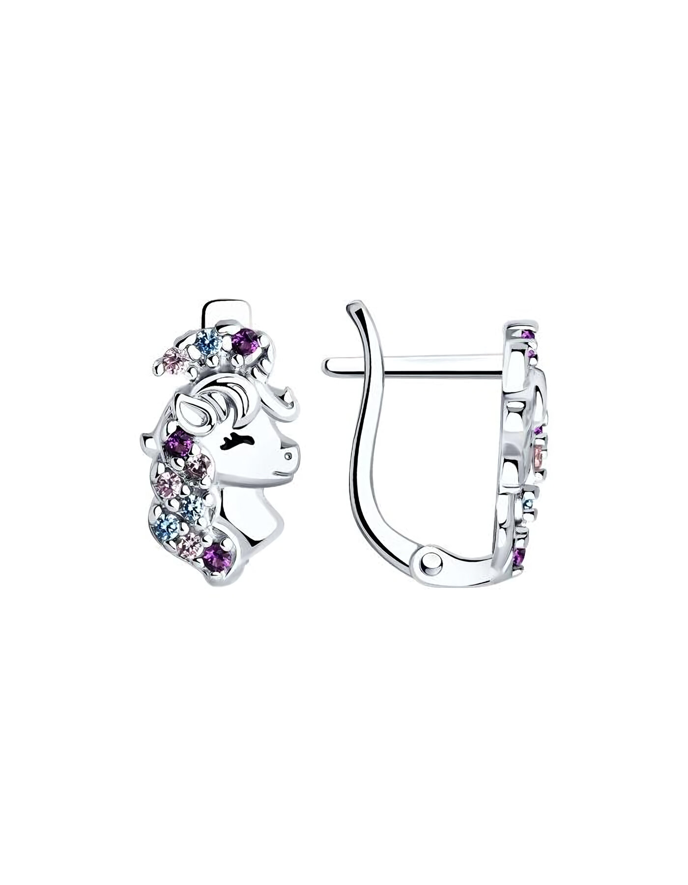 Серьги, серебро, 925 проба, родирование, фианит