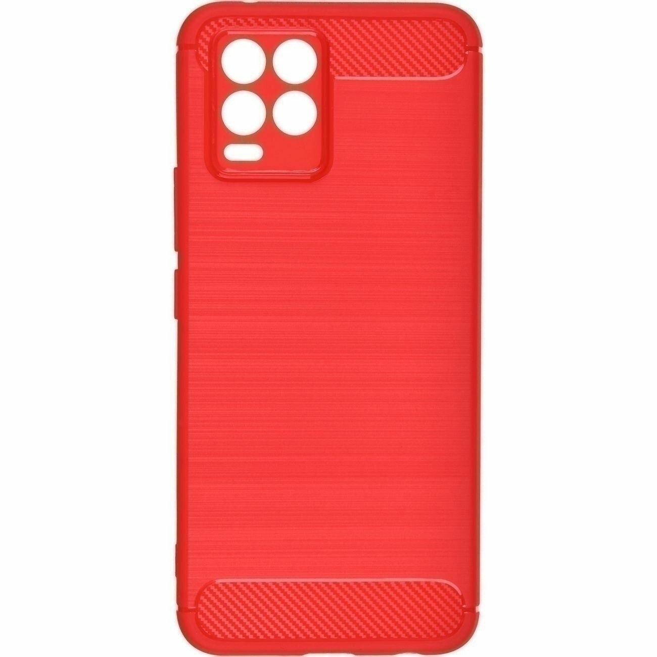 Чехол для Realme 8 / Realme 8 Pro силиконовый карбон сталь красный