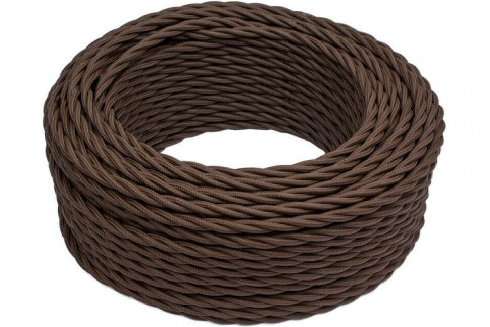 Ретро витой провод BIRONI 2х1,5, коричневый (матовый), 10 метров