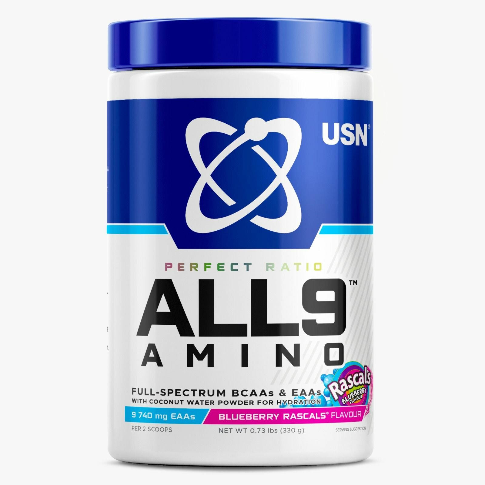 USN All 9 Blue Rascals АЛЛ 9 амино со вкусом черничной газировки, порошок, 330 г