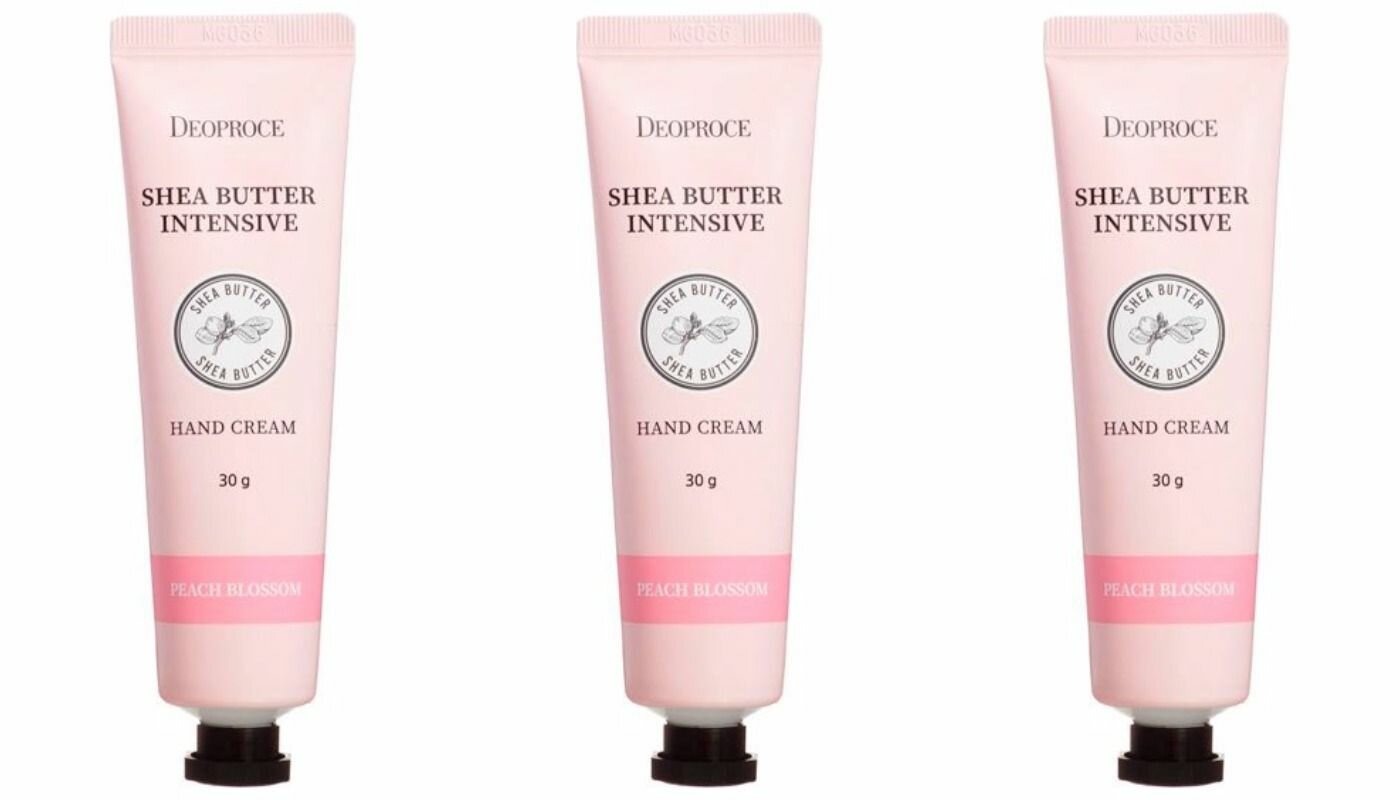 DEOPROCE Крем для рук SHEA BUTTER INTENSIVE HAND CREAM PEACH BLOSSOM, 50 гр, 3 шт