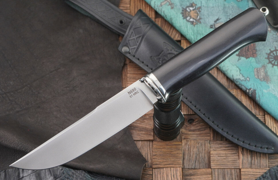 Дамасский Клинок нож Тигр, сталь Bohler N690