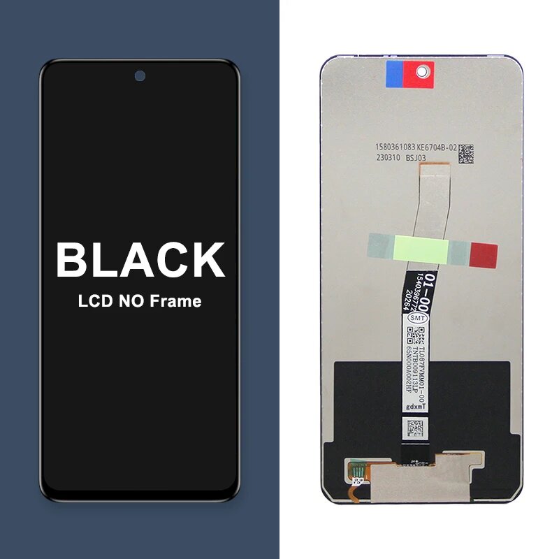 6,67 "дисплей для Xiaomi Redmi Note 9 Pro, ЖК-дисплей, дигитайзер сенсорного экрана Black No Frame