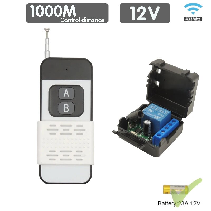 Беспроводной реле выключатель 12V 433MHz, 1RC 1B
