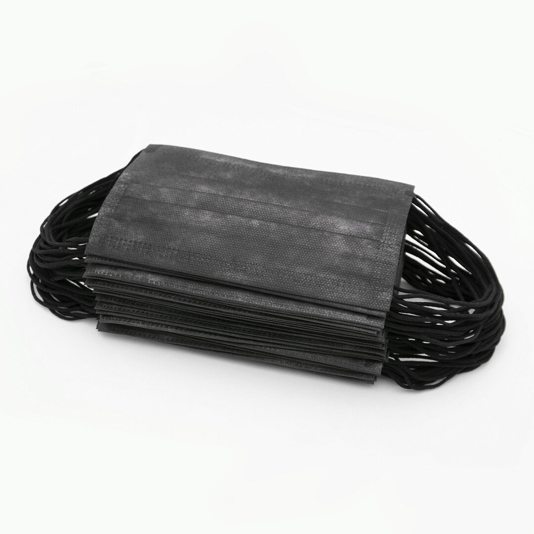 Маска 3-х слойная SMS графитовая на резинке IGRObeauty, 50 шт/упк