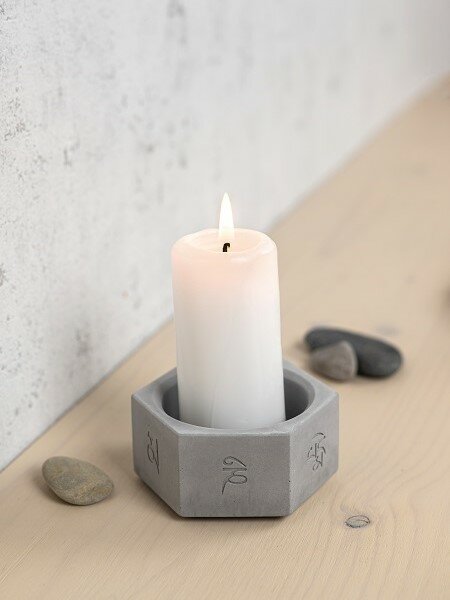 Подсвечник из скульптурного бетона непал, цвет серый (гипсобетон, высота 3,5 см.), 1 шт.