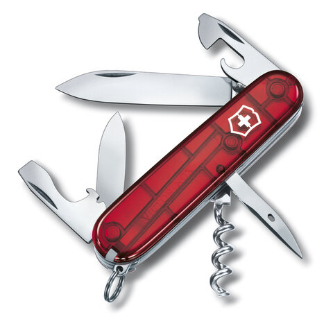 Нож Victorinox Spartan, 91 мм, 12 функций, прозрачный красный