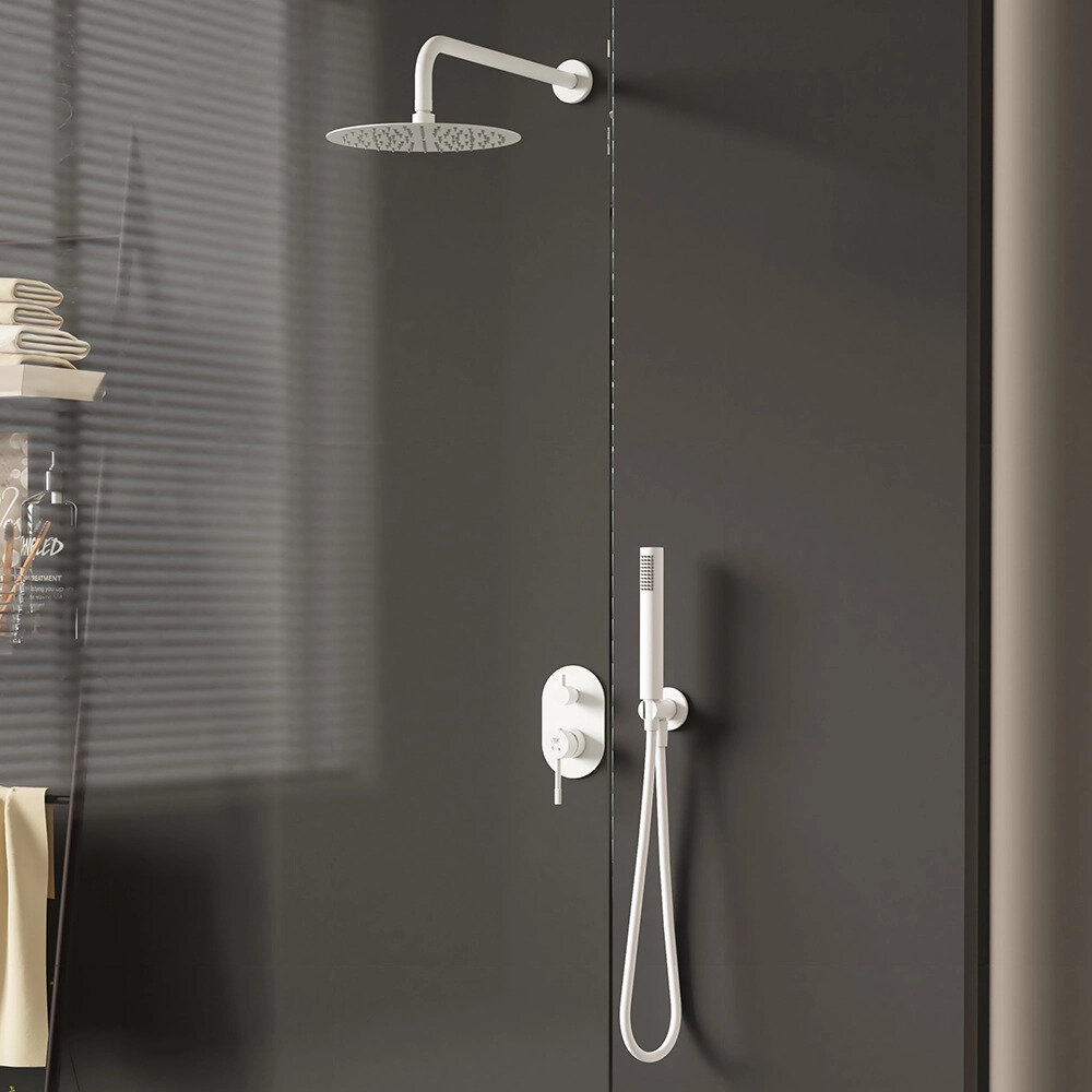 Душевая система с тропическим душем из латуни, без излива Vieir V403563-F белый