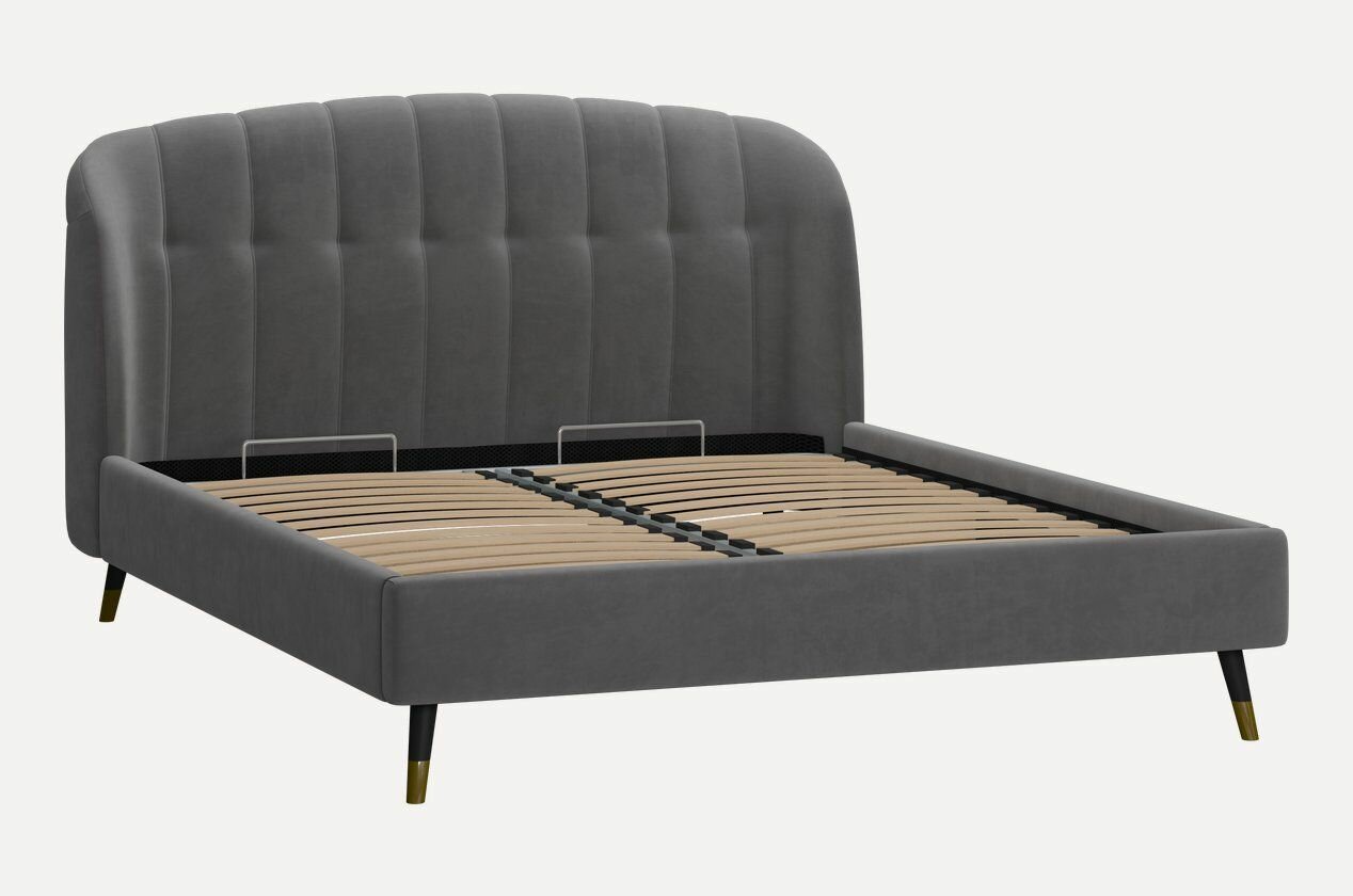 Кровать 160х200 двуспальная Divan.ru Льери 160 Велюр Серый, 225х179х112 см