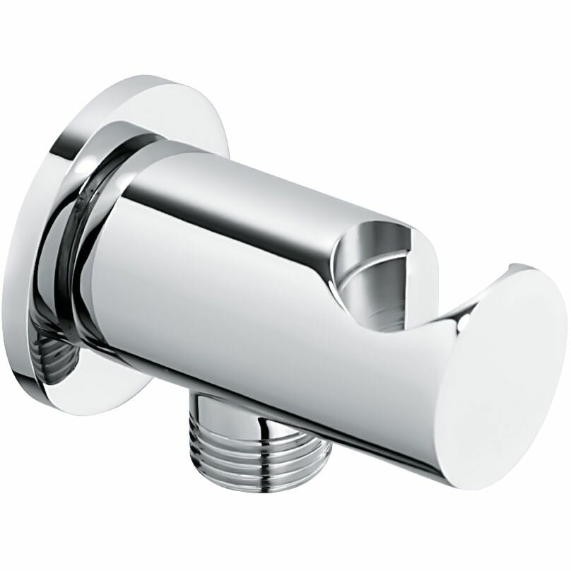 Держатель ручного душа Emmevi (Эммеви) , круглый, с водоотводом из латуни, М1/2″xМ1/2″, брашированный хром, C06933/CRS