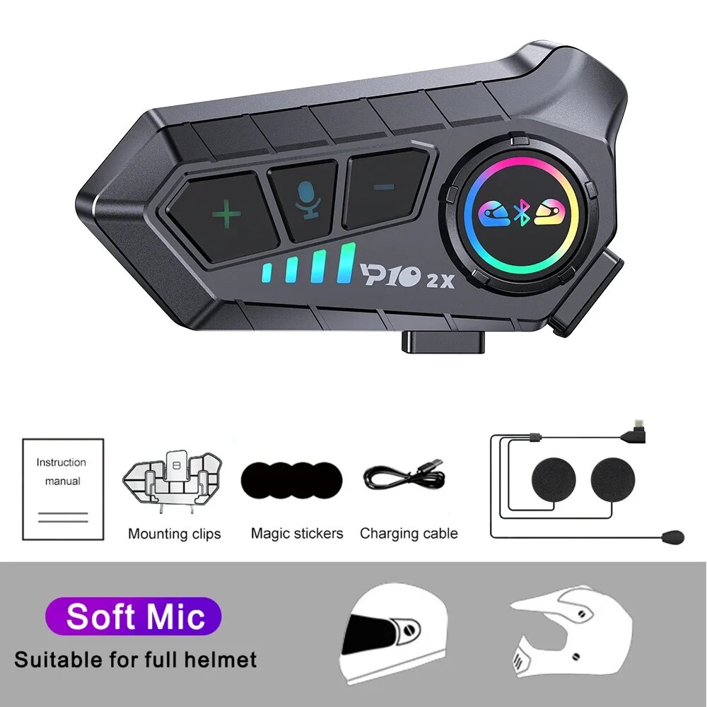 Мотоциклетная Гарнитура-интерком KEBIDUMEI, 1/2x, Водонепроницаемая, Bluetooth 5.3, 1PCS Soft Mic