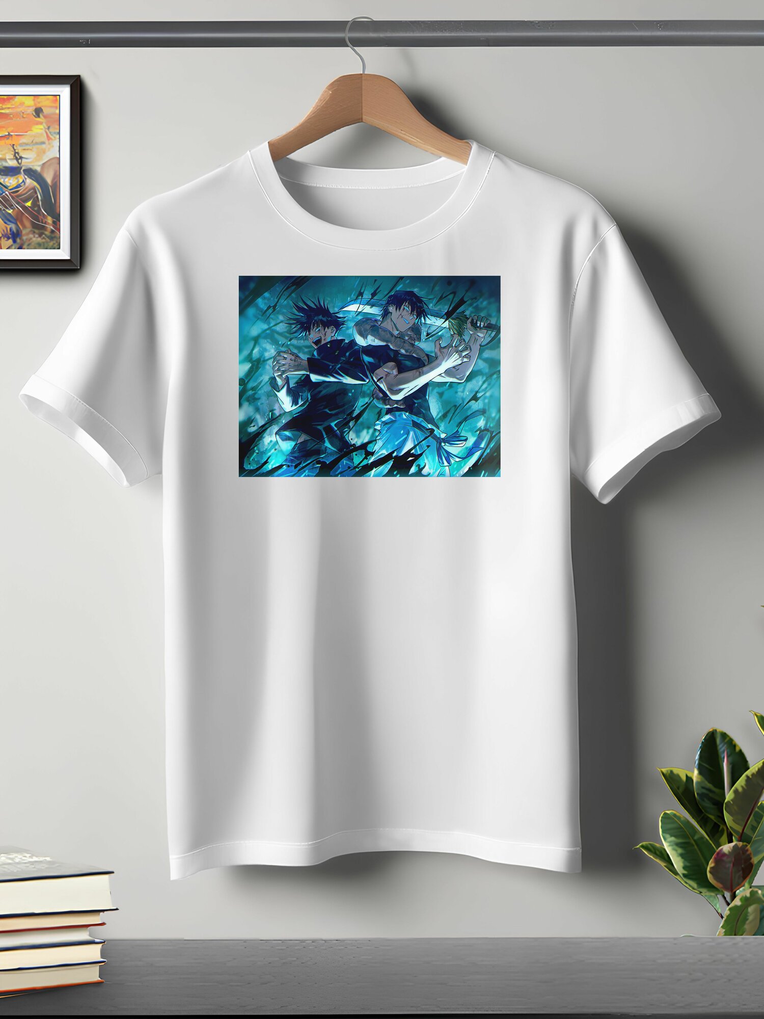 Футболка ONEQ унисекс 50-52 (XL) размер с принтом Магическая битва, белая