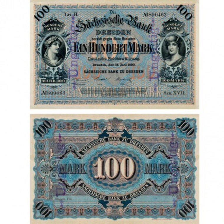 100 марок 1890 Германия банк Дрезден, сувенирная копия, банкноты и купюры редкие коллекционные