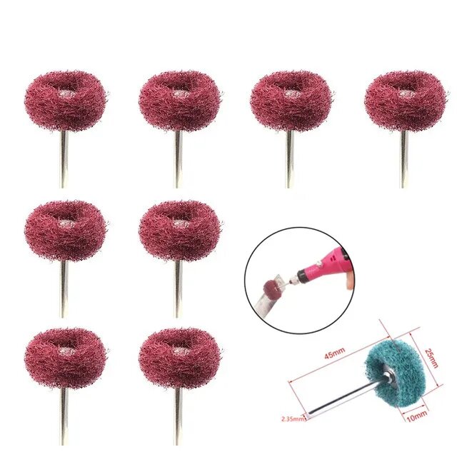 50 шт. 1-дюймовый набор абразивных кругов для полировки и полировки для вращающегося ручного инструмента Dremel, мини-дрель, волокнистая абразивная щетка с хвостовиком 2,35 мм 5pcs, red