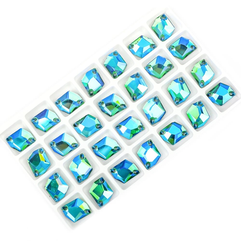 Кристаллы стеклянные 10x14mm green ab 28шт