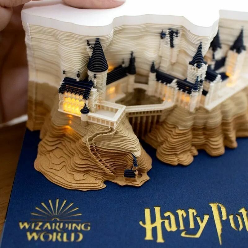Гарри Поттер Замок Хогвартс с подсветкой: 3D блок бумаги для записей