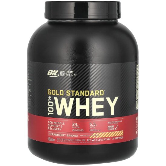 Протеин Optimum Nutrition Whey protein Gold standard 5lb - Strawberry Banana 2273г