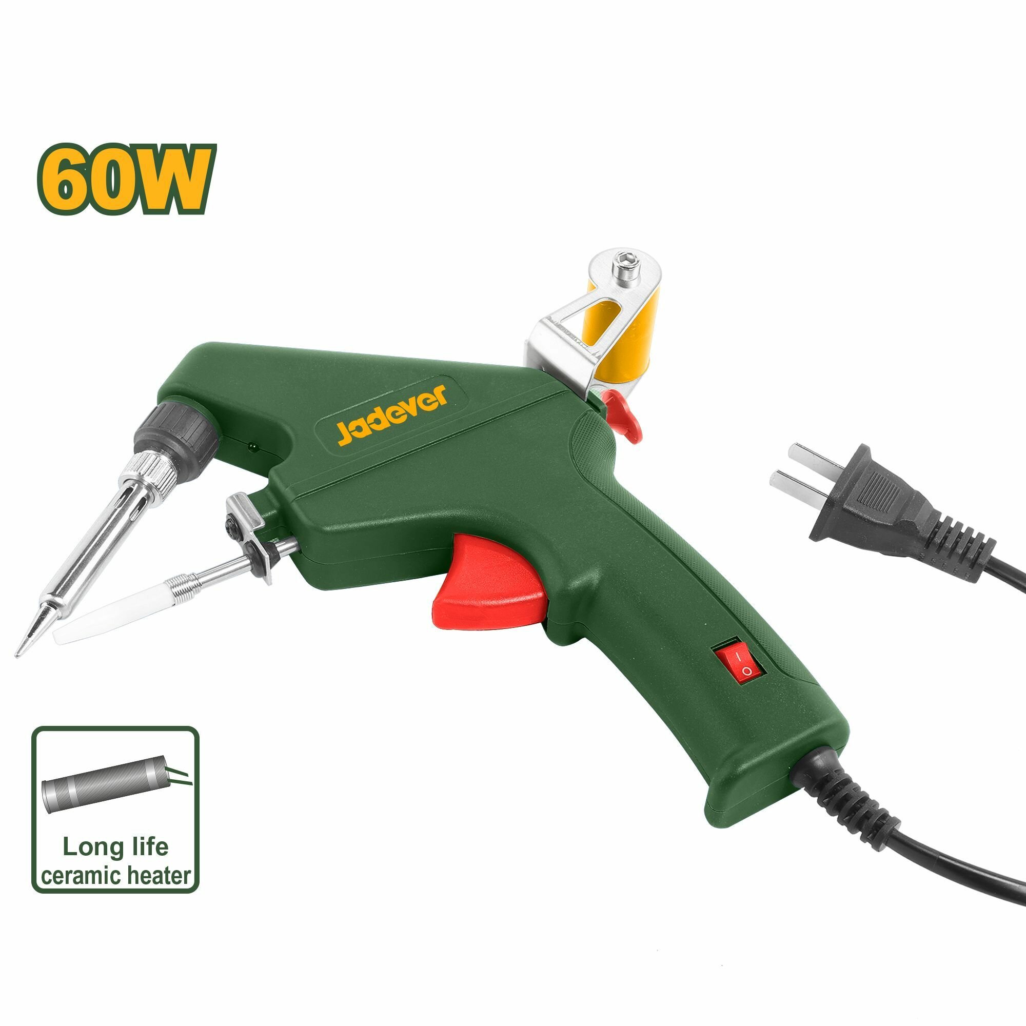 Паяльник 60Вт 220-240В с механизмом подачи припоя JADEVER JDEL5606