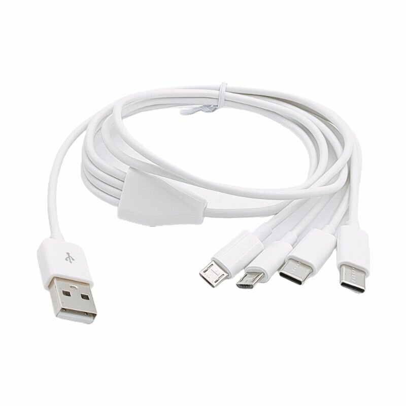1-метровый USB-кабель для четырех зарядных кабелей, 2 микро-белых типа C2