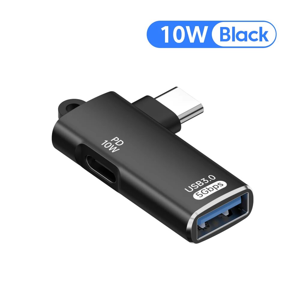 Адаптер OTG типа C 2 в 1, 10 Вт/pd100вт, USB C/Type C на USB A, конвертер для быстрой зарядки OTG для телефона, планшета, компьютера, адаптер USB C 10w black
