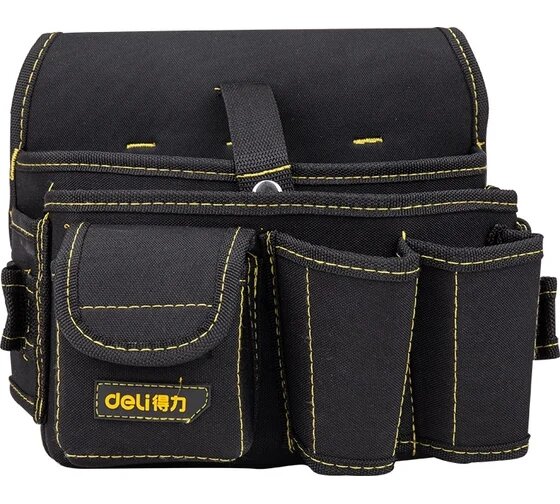 Поясная сумка монтажника, электрика для инструмента DELI DL-P5 с ремнем, 270x190x140 мм, 15 карманов, ткань оксфорд 600d, материал eva 111150